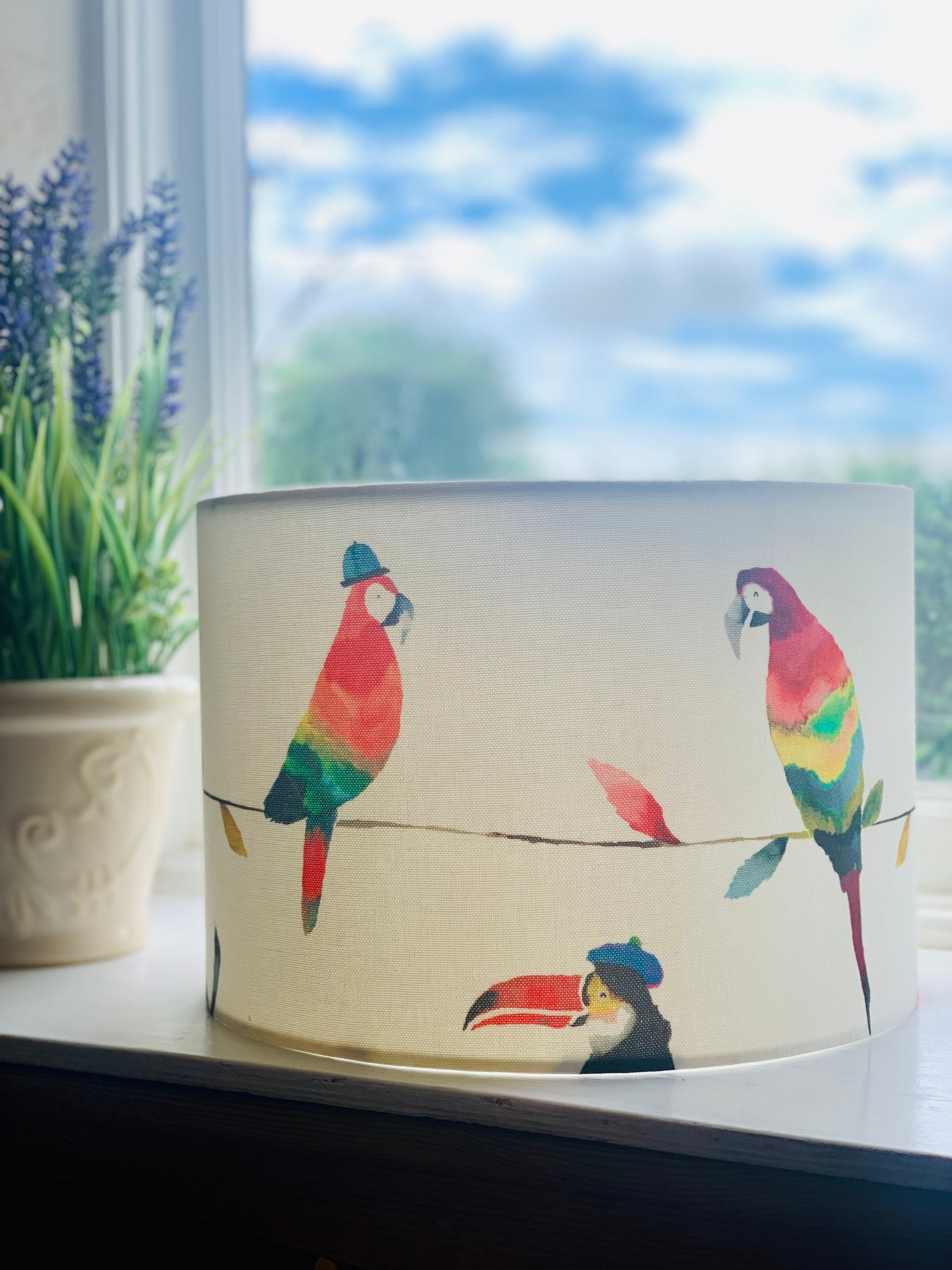 Funky Parrot Fabric Lampshade Drum Style - Etsy UK