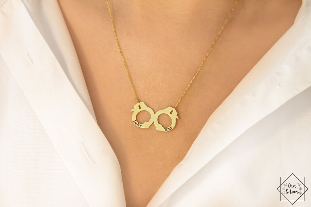Sterling Silver Handcuff Chain Necklace, Dainty Necklace, Friendship ...