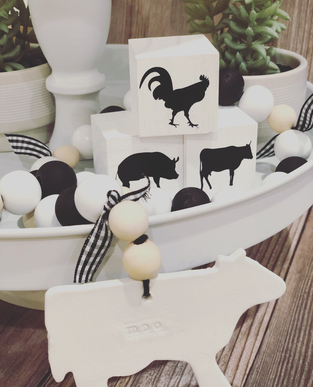 Farmhouse Clay Cow Garland, Fresh Milk Farmhouse Tier Tray Decor, Farm ...