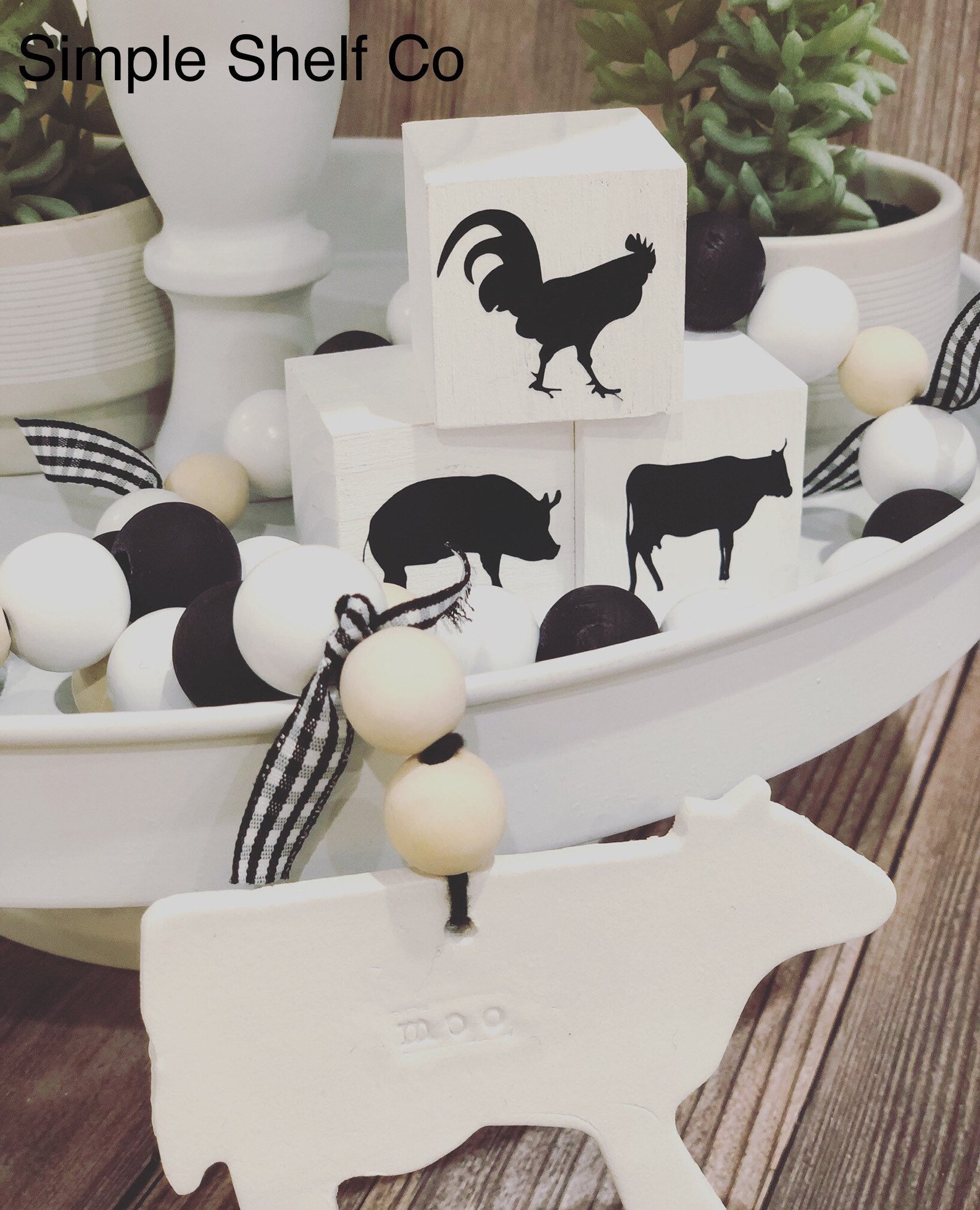 Farm Animal Wood Blocks Tier Tray Decor - Etsy