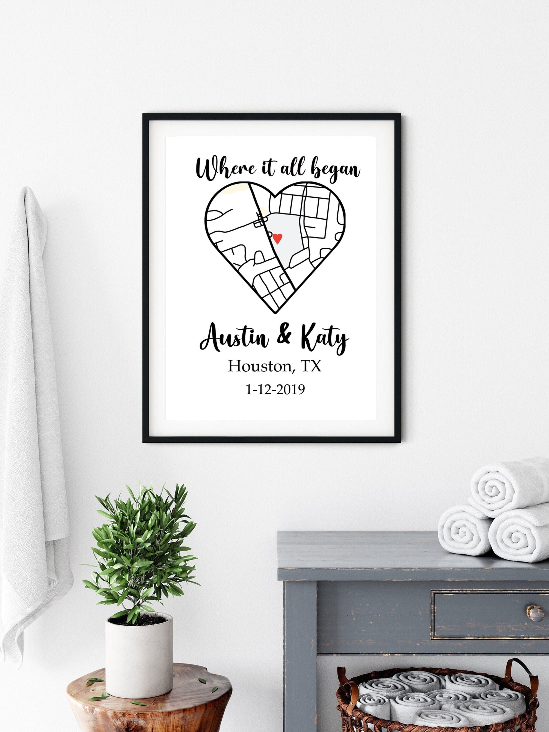 Personalized Where We Met Gift | First Date Map | Where We Met Map ...