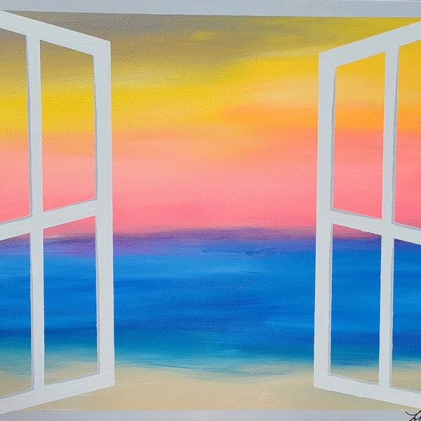 Beach Window Painting - Etsy