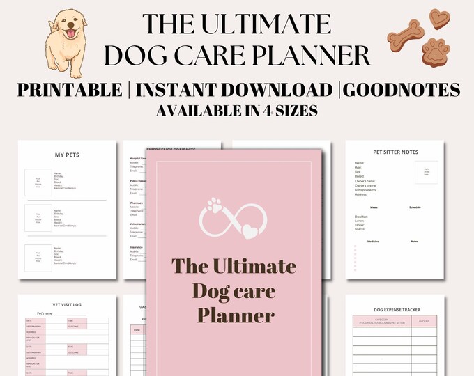 Printable Dog Care Planner, Dog Planner, Digital Pet Planner, Pet ...