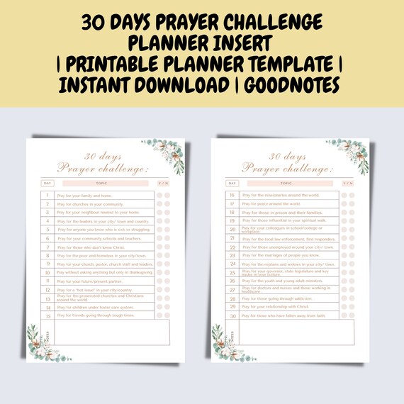 Christian Planner Insert Prayer Journal Insert Bujo - Etsy