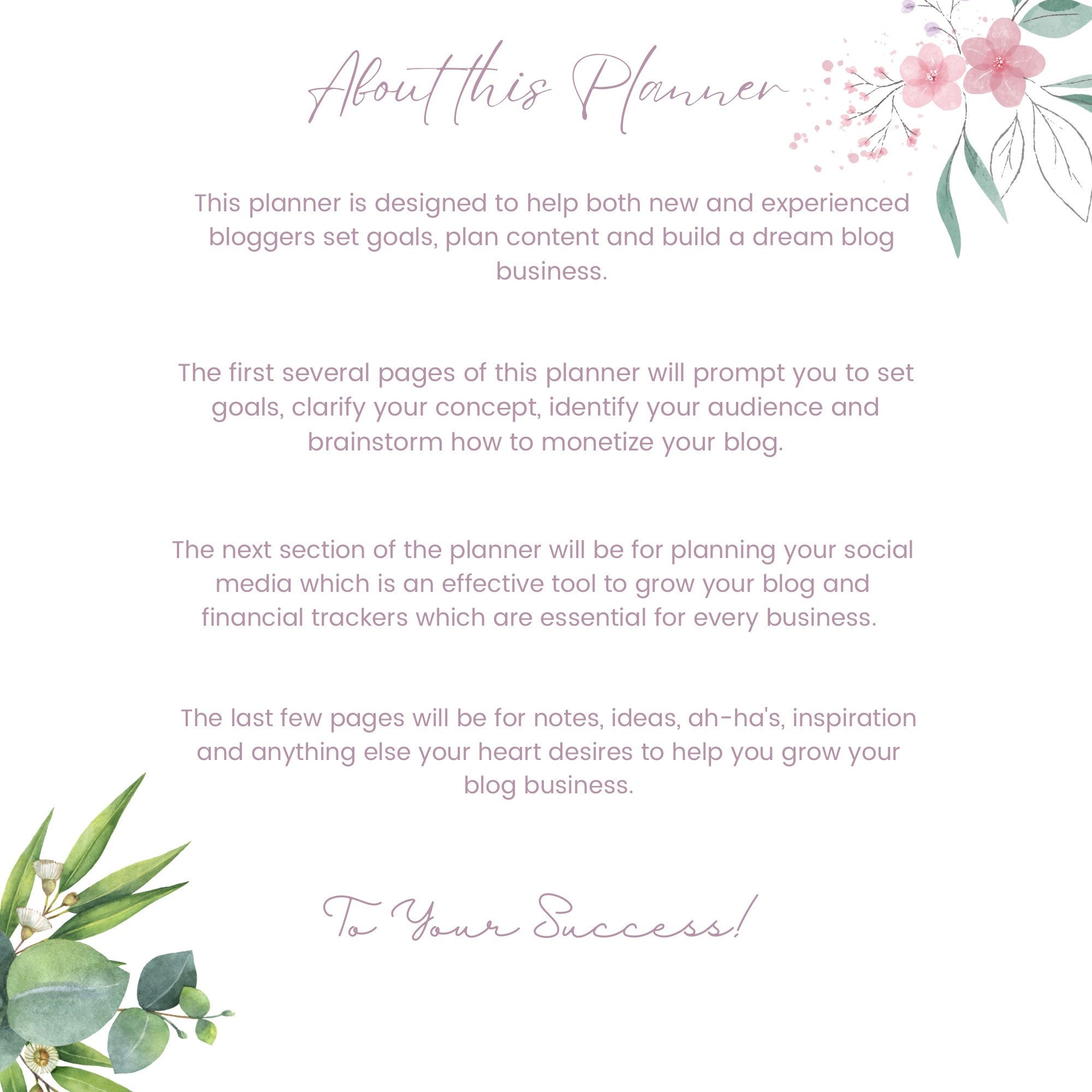 Printable Blog Planner, Blogging Planner With Social Media Tracker ...