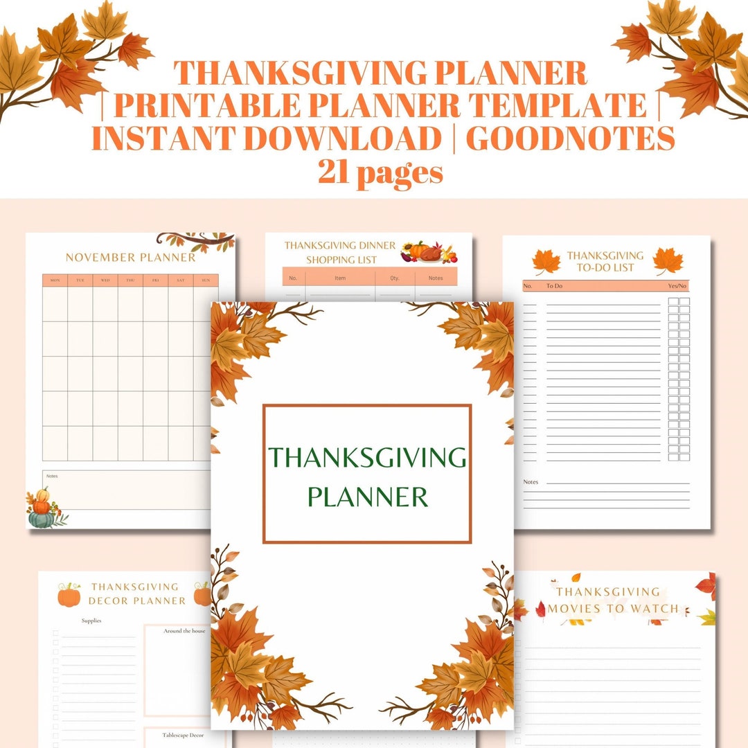 Thanksgiving Dinner Planner Printable, Holiday Planner, Thanksgiving ...