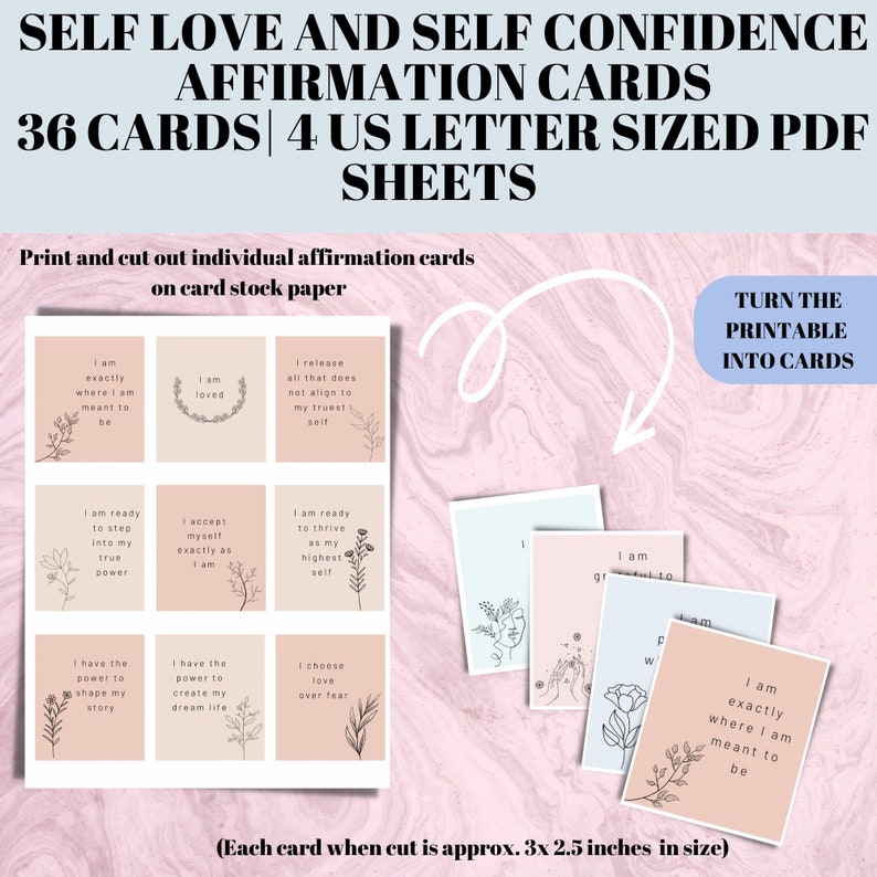 Self Love Affirmation Cards Printable, Self Love Affirmation Deck ...