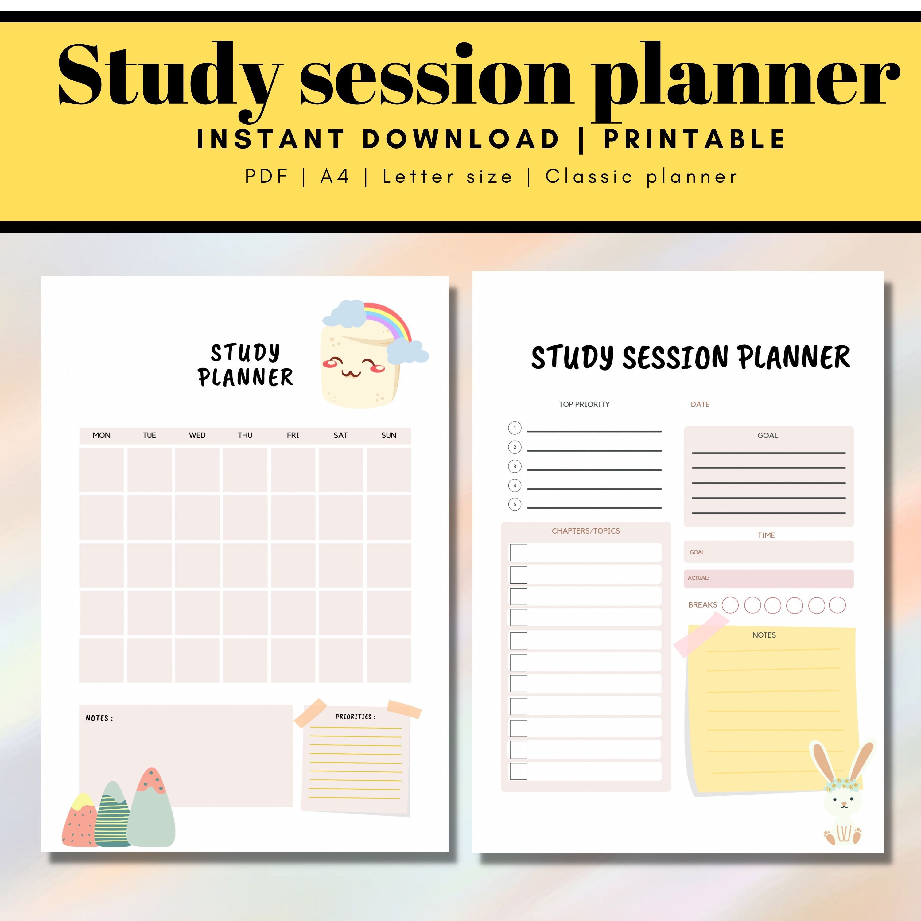 Cute Study Planner, Bujo Printable, Academic Planner, Back to School ...