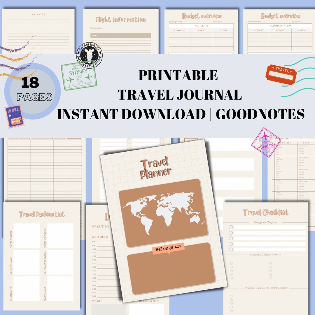 Travel Planner Printable, Travel Diary, Vacation Planner, Travel ...