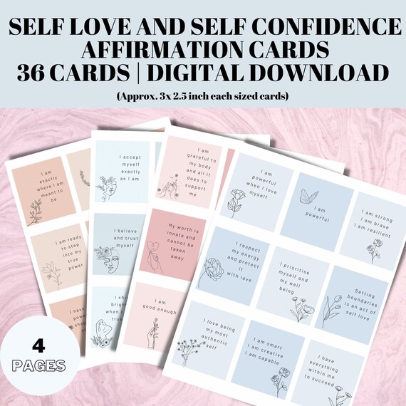 Self Love Affirmation Cards Printable Self Love Affirmation - Etsy