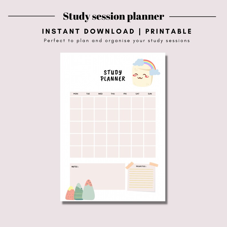 Cute Study Planner, Bujo Printable, Academic Planner, Back to School ...