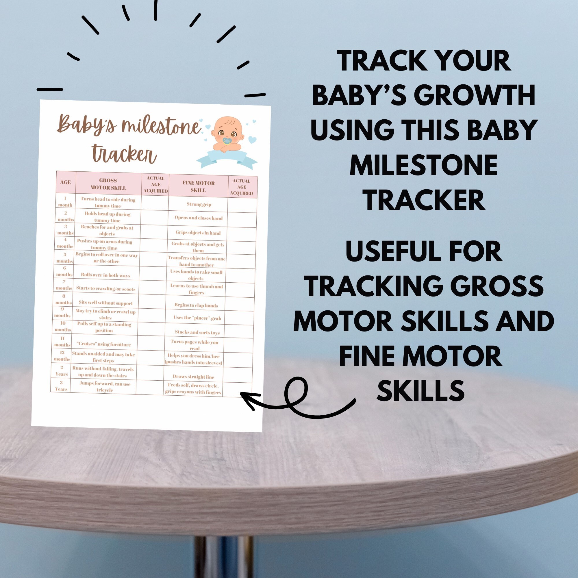 Printable Baby Milestone Tracker Planner Insert, Baby Growth Tracker ...