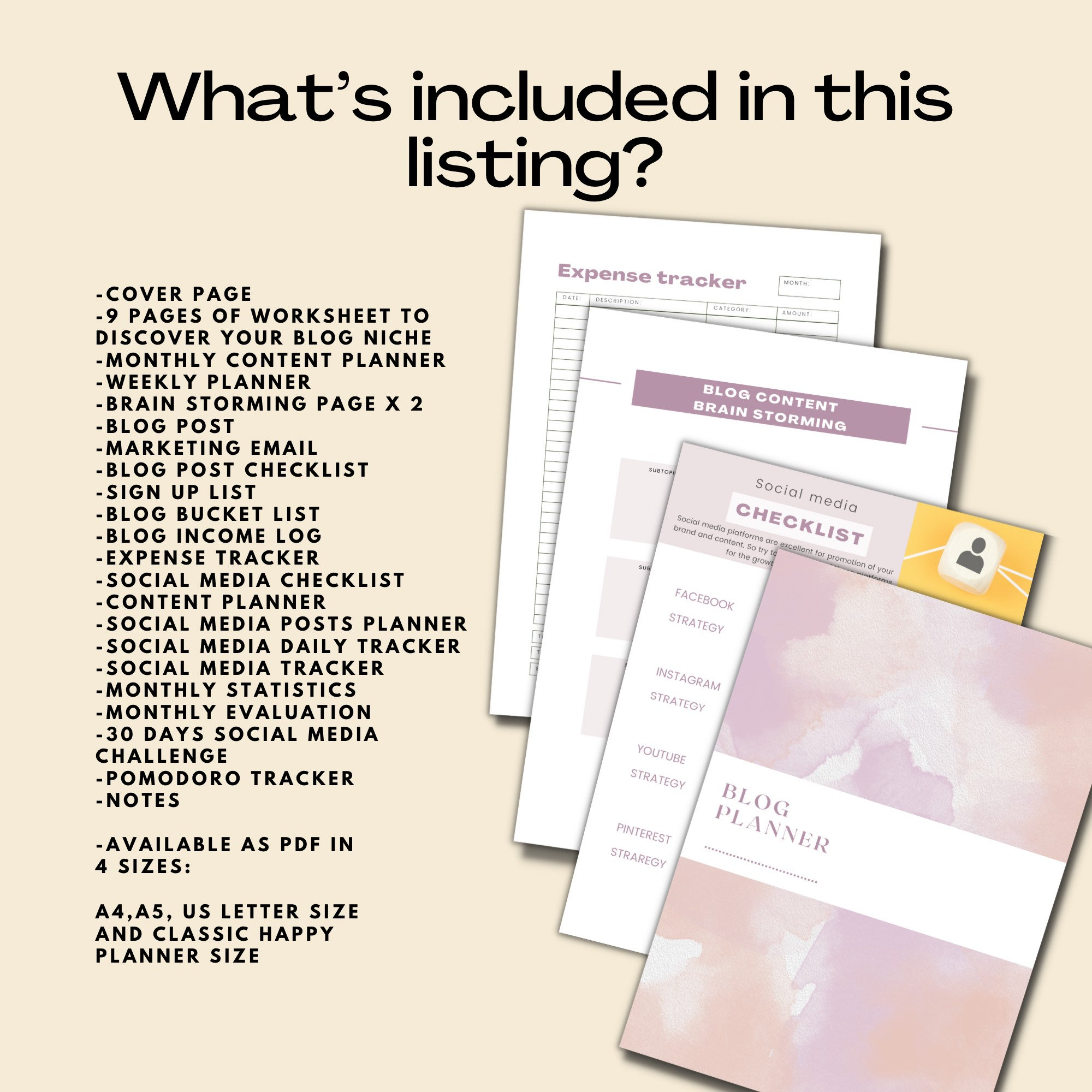 Printable Blog Planner, Blogging Planner With Social Media Tracker ...