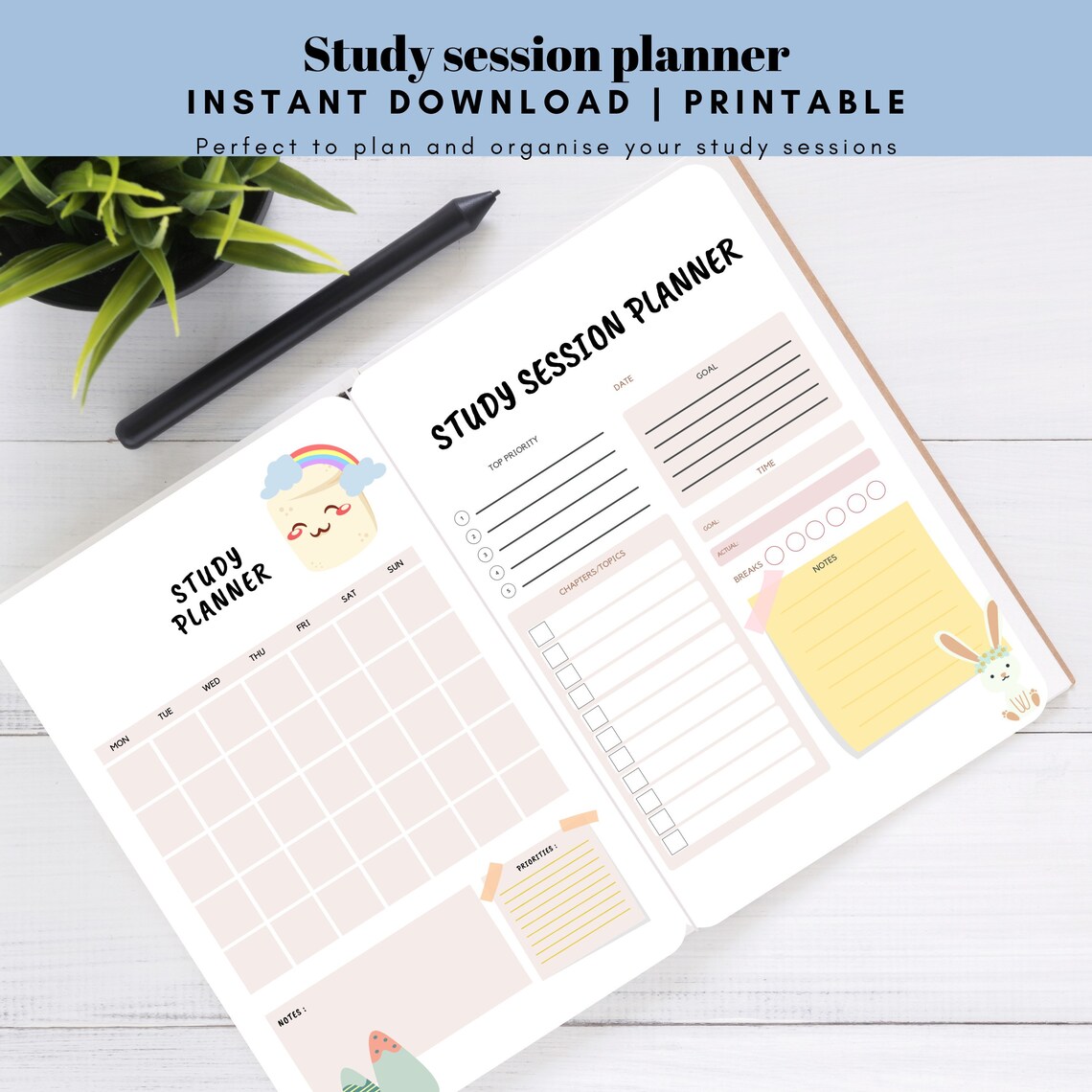 Cute Study Planner, Bujo Printable, Academic Planner, Back to School ...