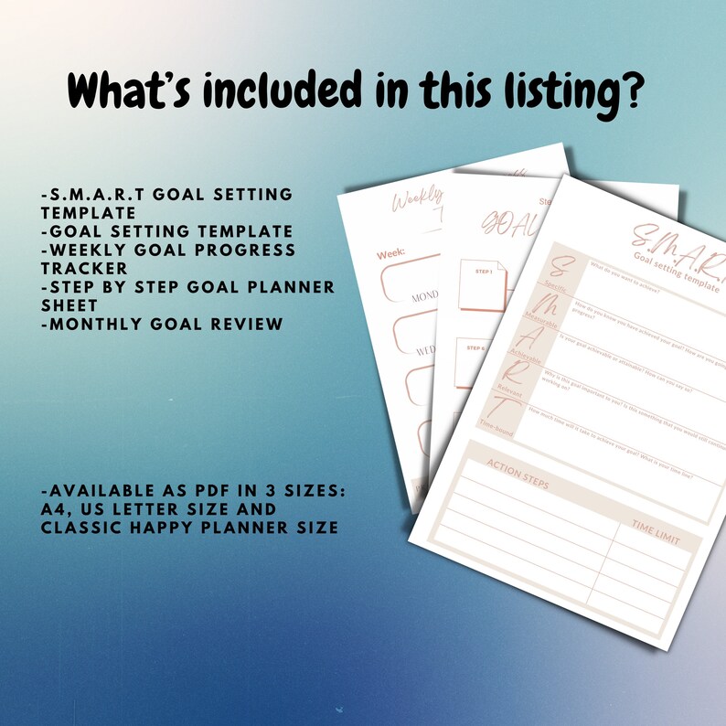 SMART Goal Worksheet Goal Setting Planner Insert Bujo - Etsy