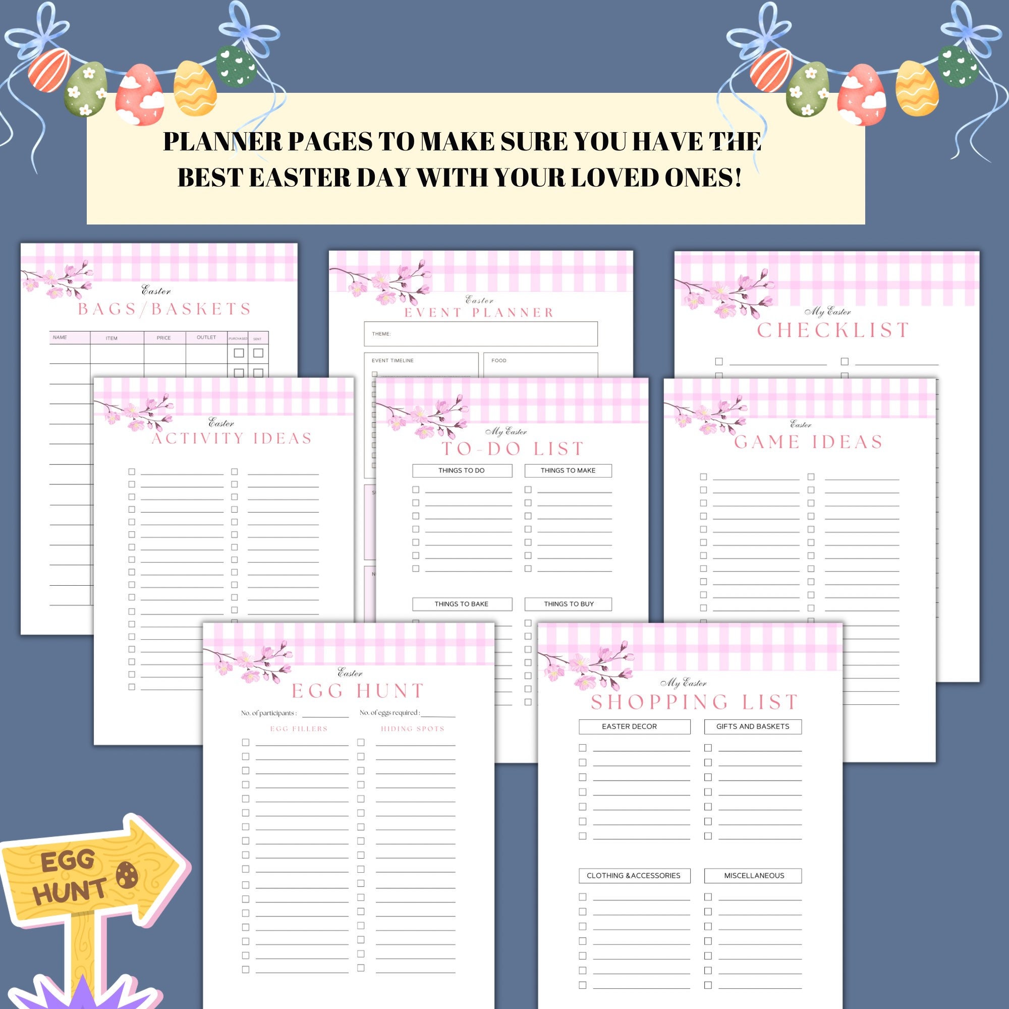Easter Planner Printable, Easter Egg Hunt, Easter Egg Hunt, Free Easter Basket Tags - Etsy
