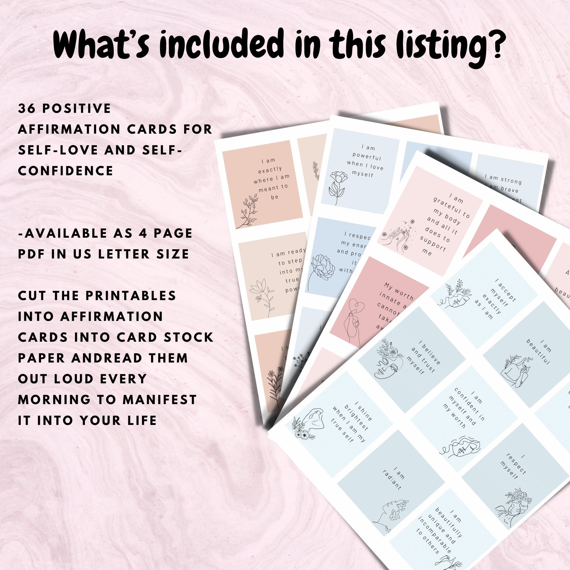 Self Love Affirmation Cards Printable, Self Love Affirmation Deck ...