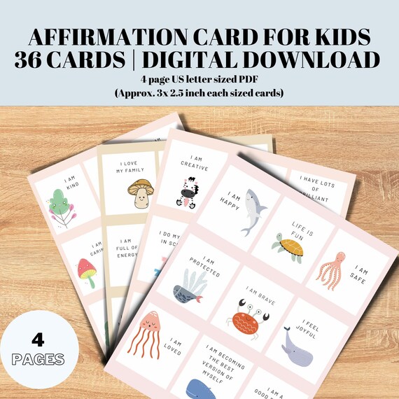 Affirmation Cards for Kids Childrens Motivational Cards - Etsy