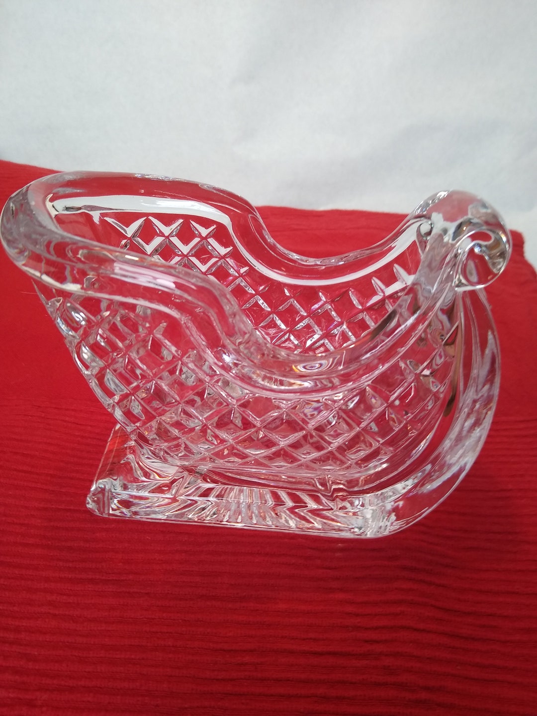 Lead Crystal Sleigh Sled Toboggan. Made in the U.S.A. Candy Nut Snack ...