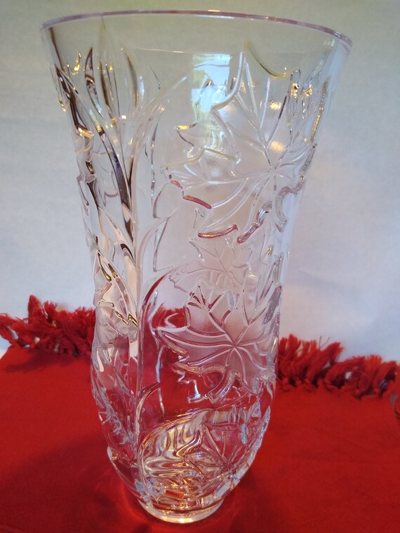 Crystal Vase Mikasa Maple Leaf Pattern Large - Etsy
