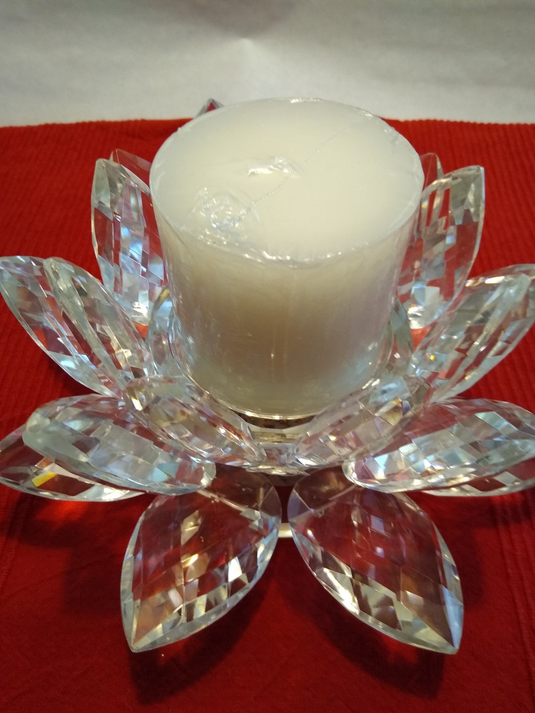 Belk Lotus Crystal Flower Piller Candle Holder - Etsy