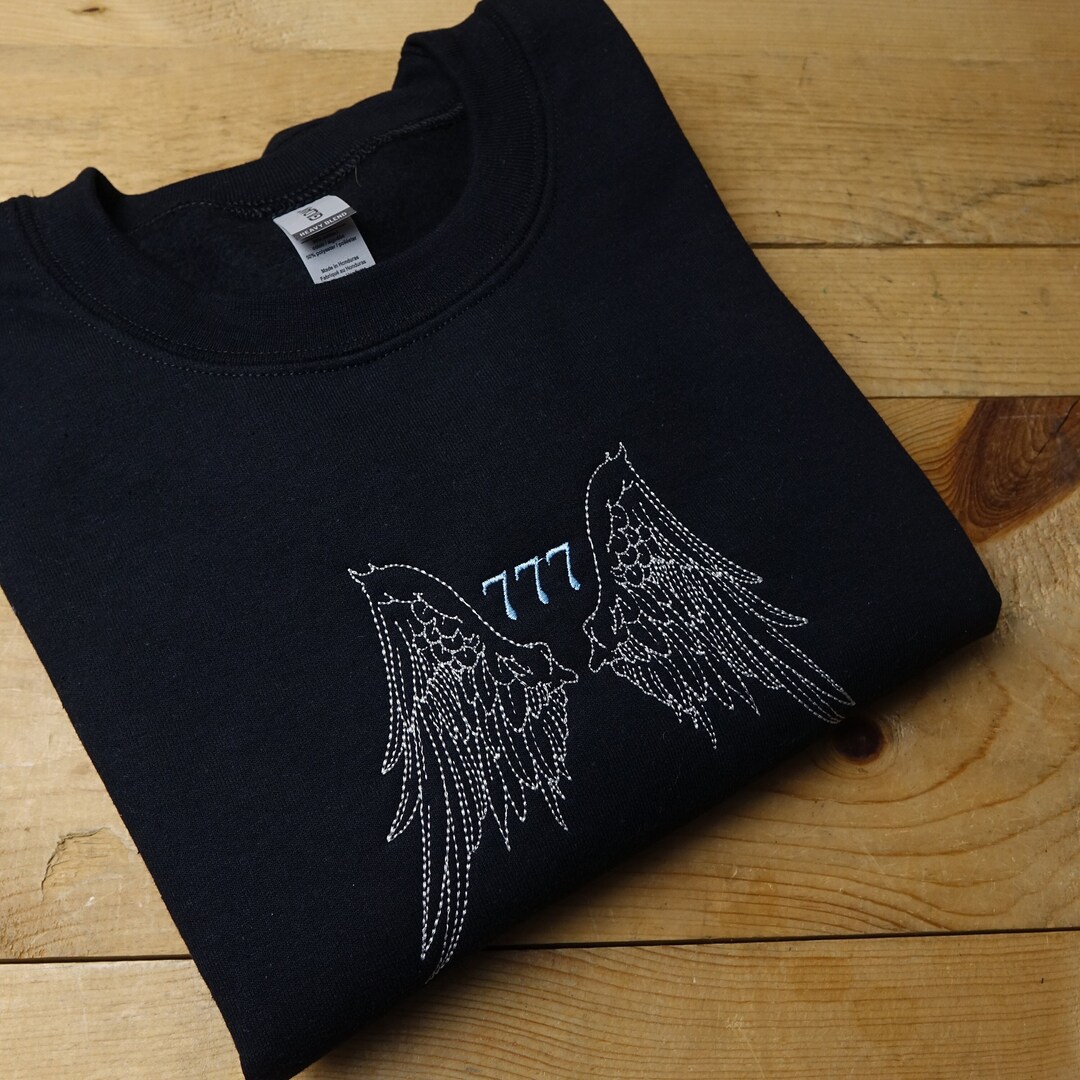 Custom Angel Number Embroidery - Color Custom Angel Wings, Embroidered ...