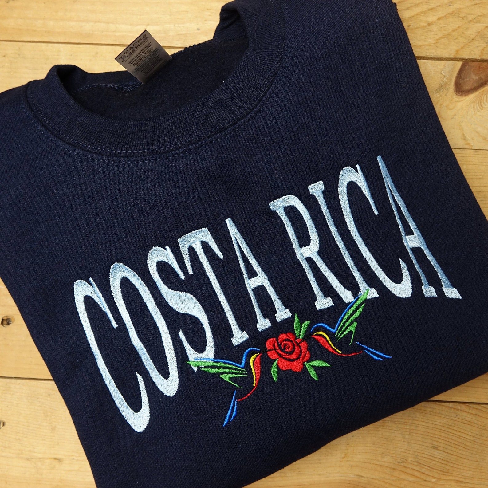 COSTA RICA Embroidered Crewneck Travel Sweater Humming-bird - Etsy