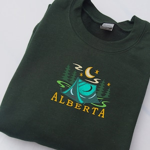 ALBERTA Adventure Sweater Camping Embroidered Crewneck - Etsy