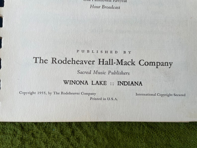 Old Fashioned Revival Hour Song Book No 2 1955 Rodeheaver, Hall-mack ...