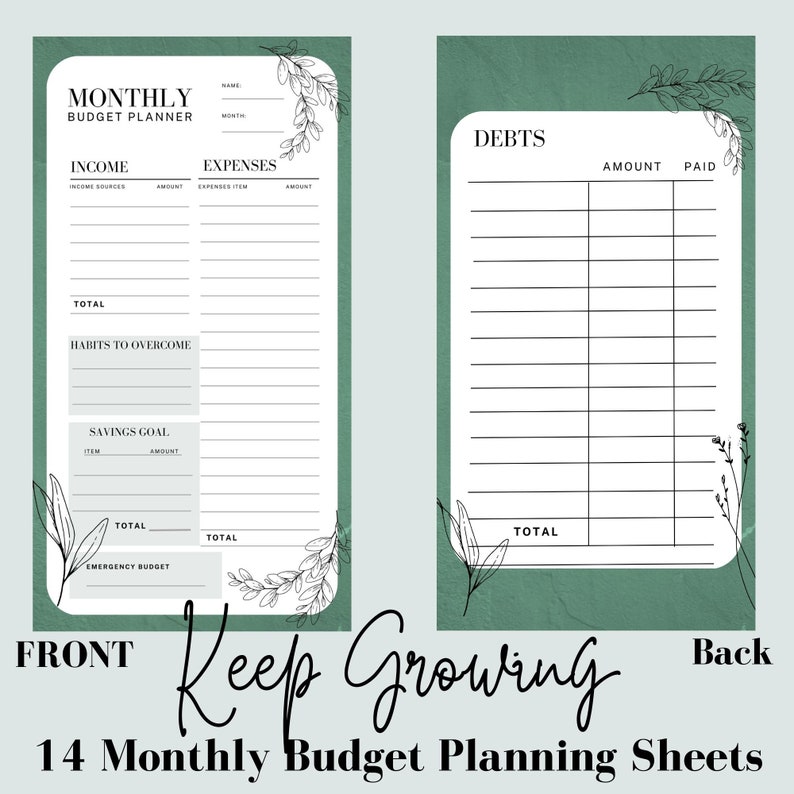 Monthly Budget Planner Sheets for an A6 Binder - Etsy