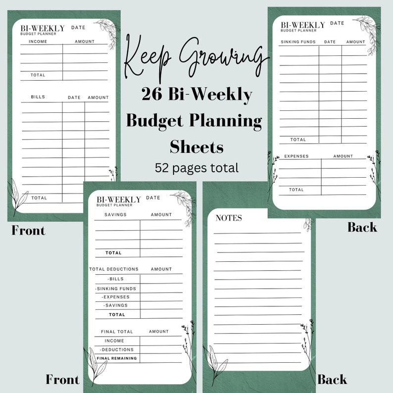 Bi-weekly Budget Planning Sheets for an A6 Binder - Etsy