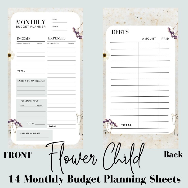 Monthly Budget Planner Sheets for an A6 Binder - Etsy
