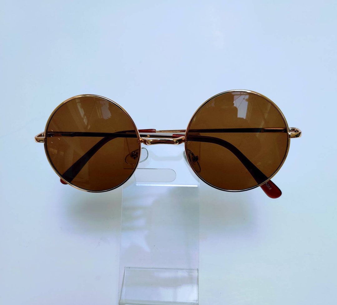 Circle Brown Lens Gold Frame Sunglasses. Free Shipping. - Etsy