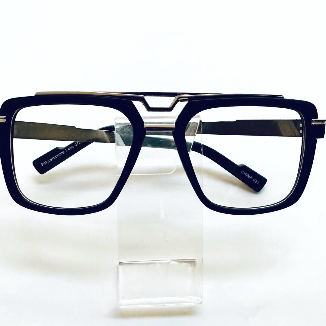 Rectangular Black and Gold Full Frame Glasses. Full Frame Unisex ...