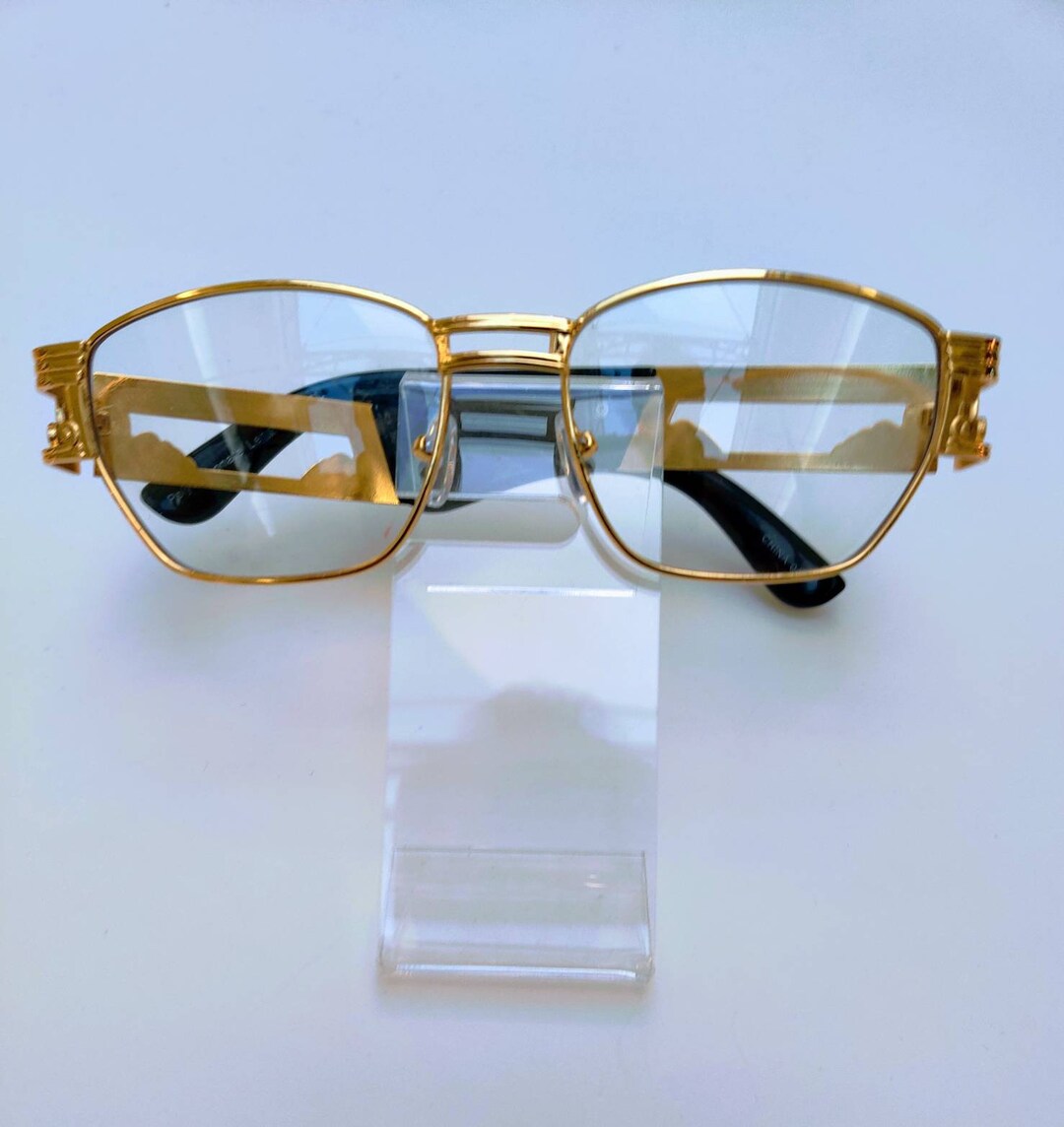 Steam Punk Vintage Gold Metal Frame Clear Lens Sunglasses. Square Frame ...