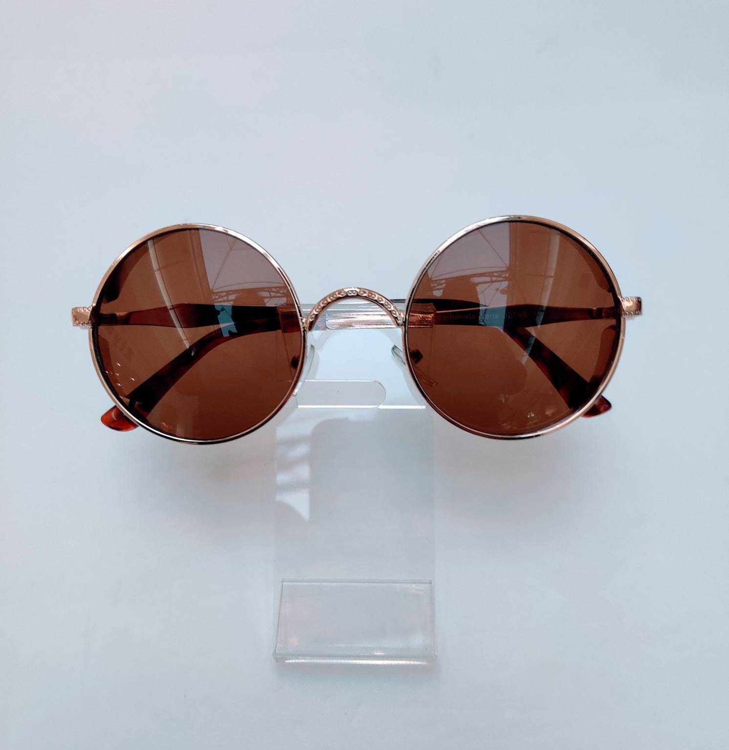 Gothic Steampunk Brown Lens Gold Frame Sunglasses. Full Metal Gold ...