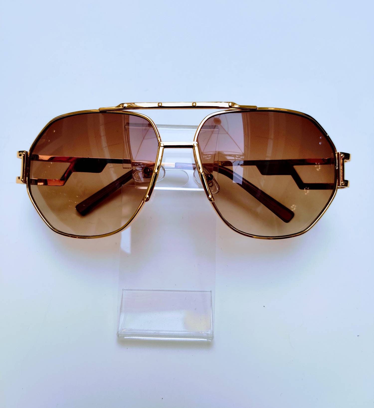 Full Metal Gold Frame Brown Lens Sunglasses. Gold Frame Unisex - Etsy