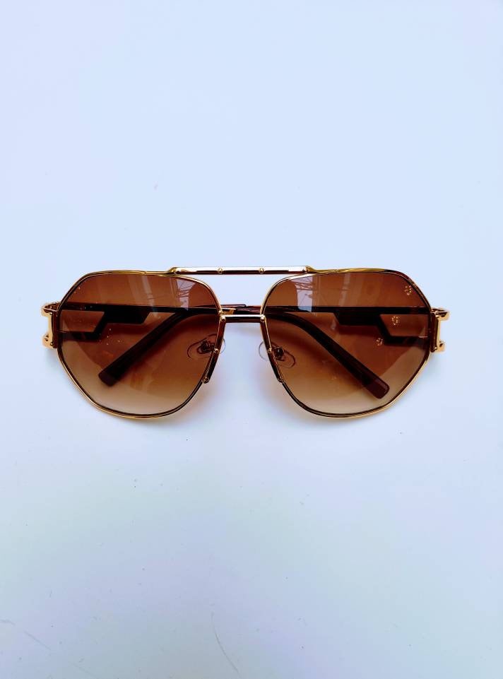 Full Metal Gold Frame Brown Lens Sunglasses. Gold Frame Unisex - Etsy