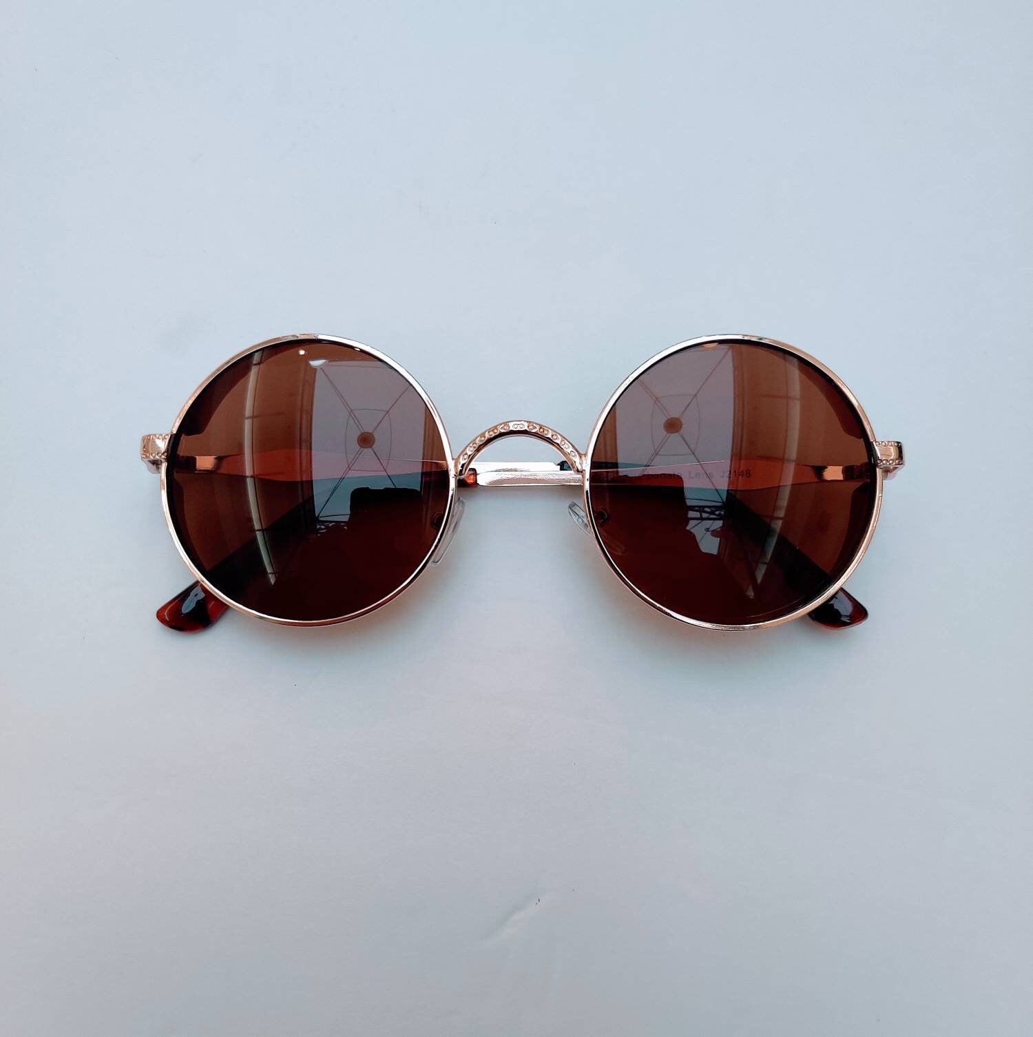 Gothic Steampunk Brown Lens Gold Frame Sunglasses. Full Metal Gold ...