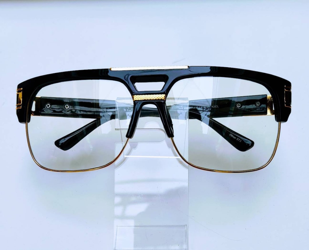 Square Full Frame Clear Lens Glasses. Full Frame Square Gold and Black ...