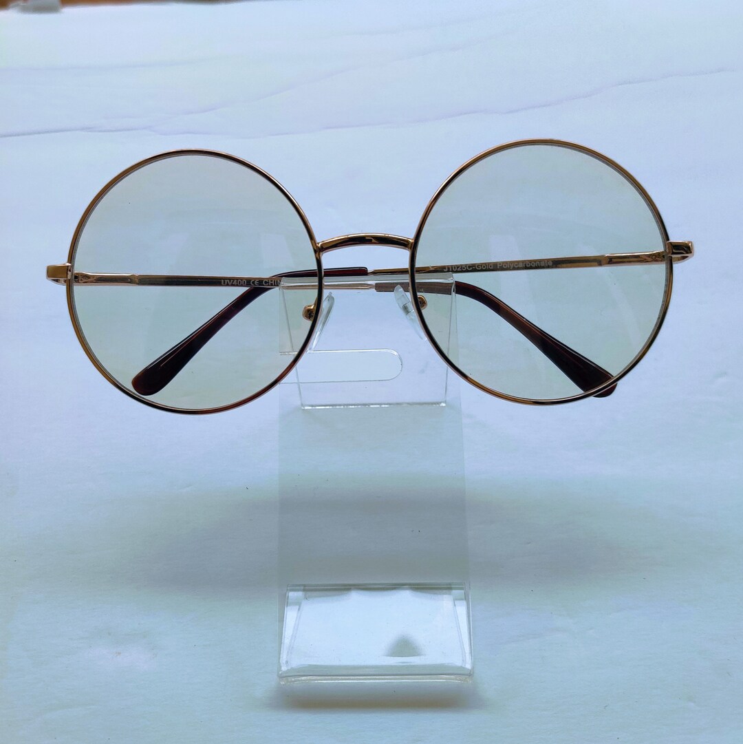 Rose Gold Metal Frame Clear ( Slightly Tinted) Lens Glasses. Circle ...