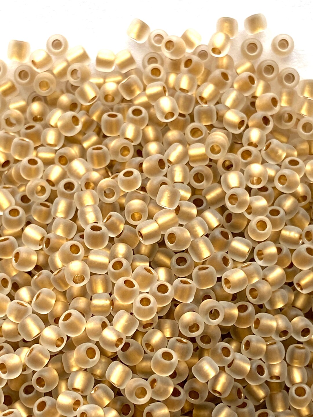 Gold Lined #15 Crystal Beads, Toho, Matte Clear Gold Lined Beads ...