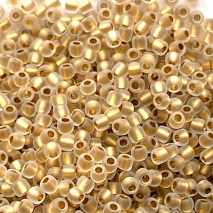 Gold Lined #15 Crystal Beads, Toho, Matte Clear Gold Lined Beads ...