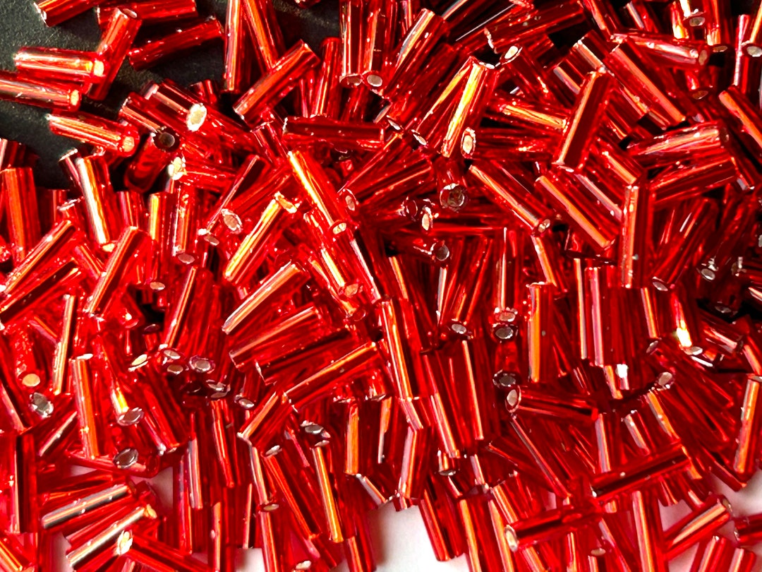 Miyuki Red Glass Bugle Beads: 6mm X 2mm Silver Lined - Etsy