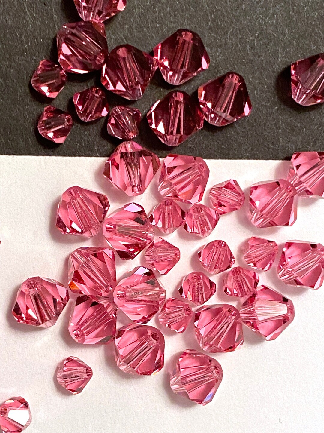 Pink Rose Crystal Bicone Beads: Czech Preciosa Beads - Etsy