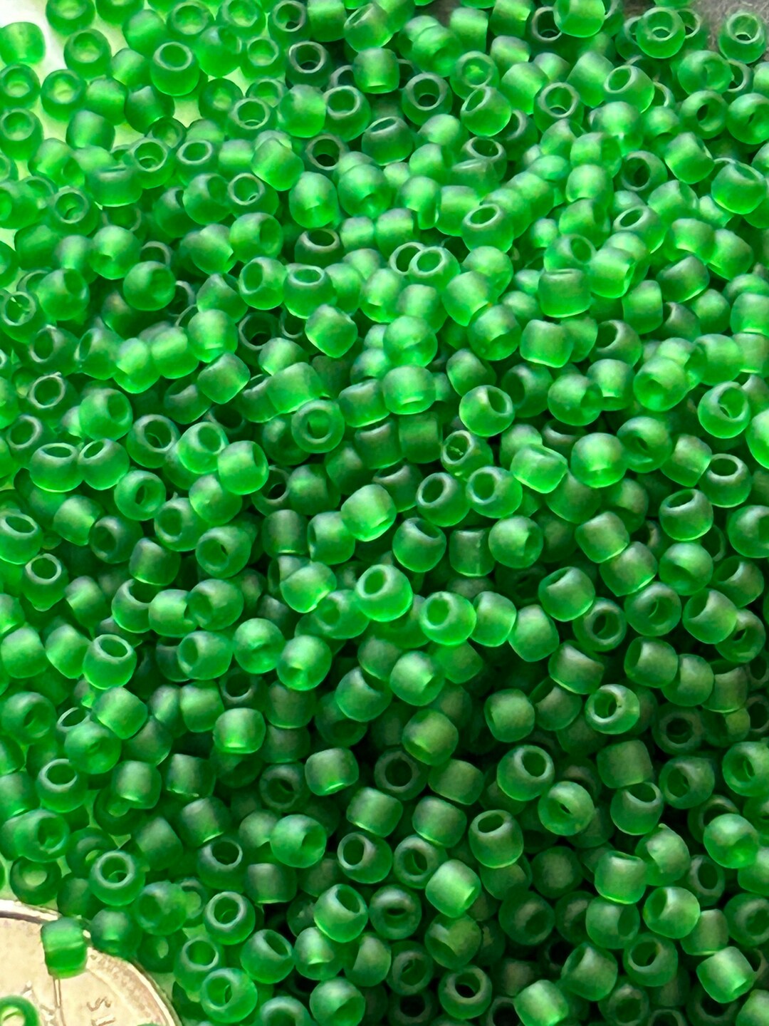 Frosted Grass 11, Green Frosted Seed Bead, Size 11 Toho Green Bead, TR ...