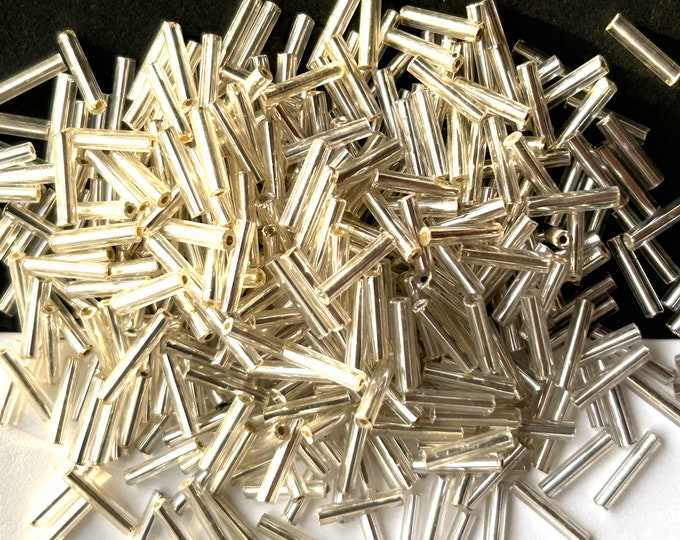 Silver Bugle Bead, Bugle Silver, 10mm by 2mm Bugle, Miyuki Bugle Beads ...