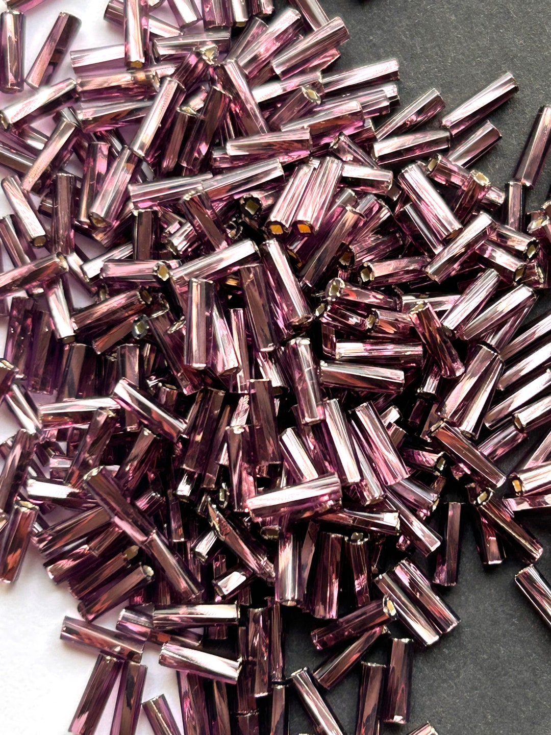 Amethyst Bugle Bead, Twisted Bugle Purple, 10mm by 2mm Twisted Bugle ...