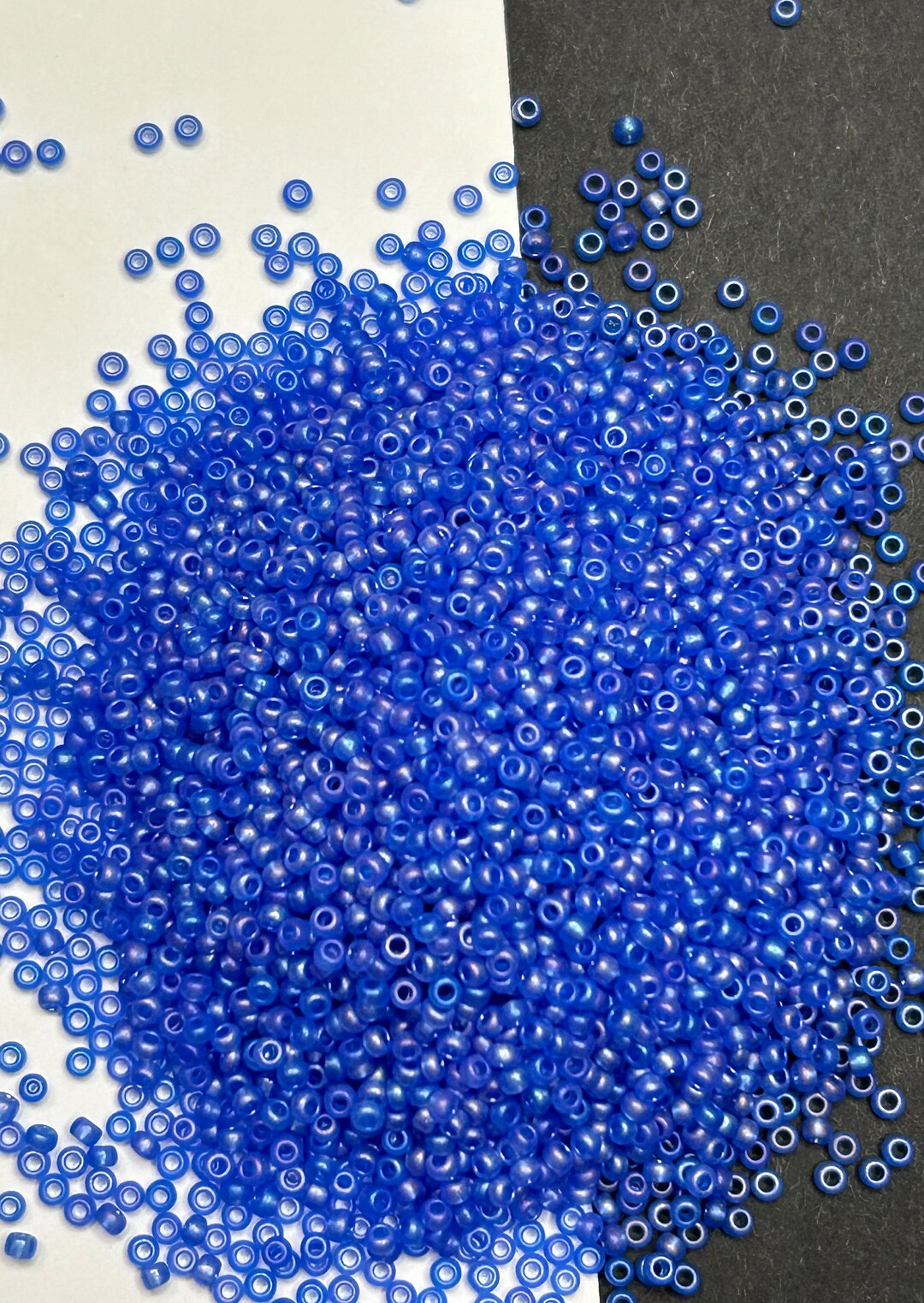 Transparent Blue Rainbow Seed Beads: Size 11 Czech Preciosa Beads; Deep ...