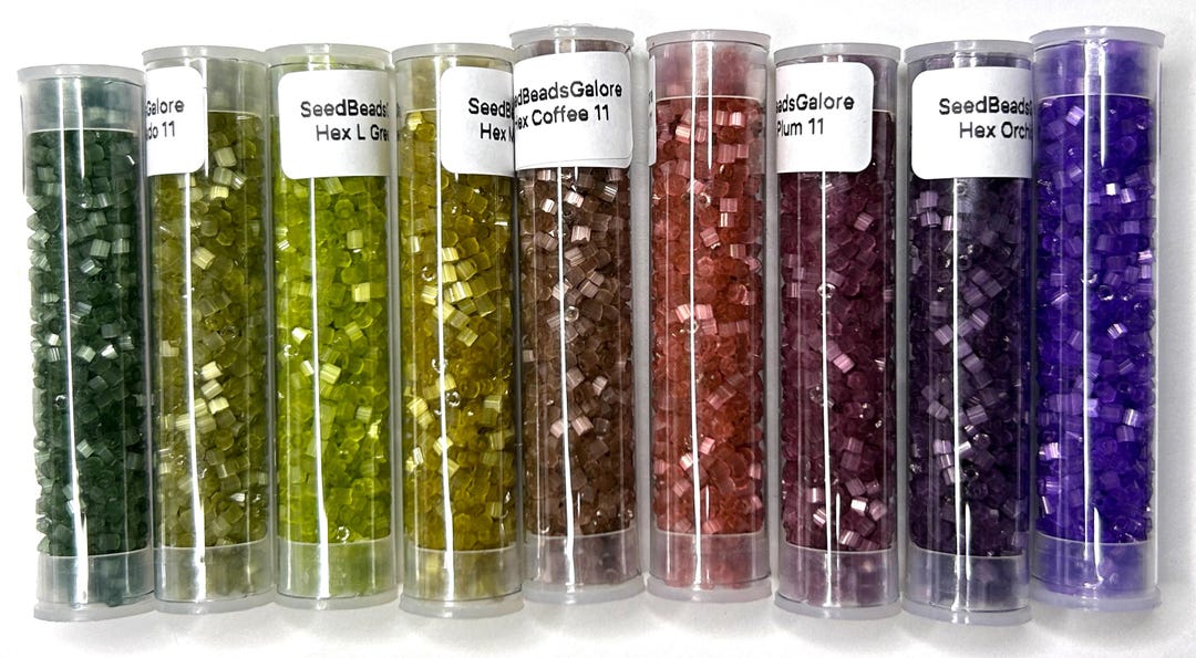 New Set of Hex 11 Atlas Glass Seed Beads , Preciosa Bead Set, Tiny Hex ...
